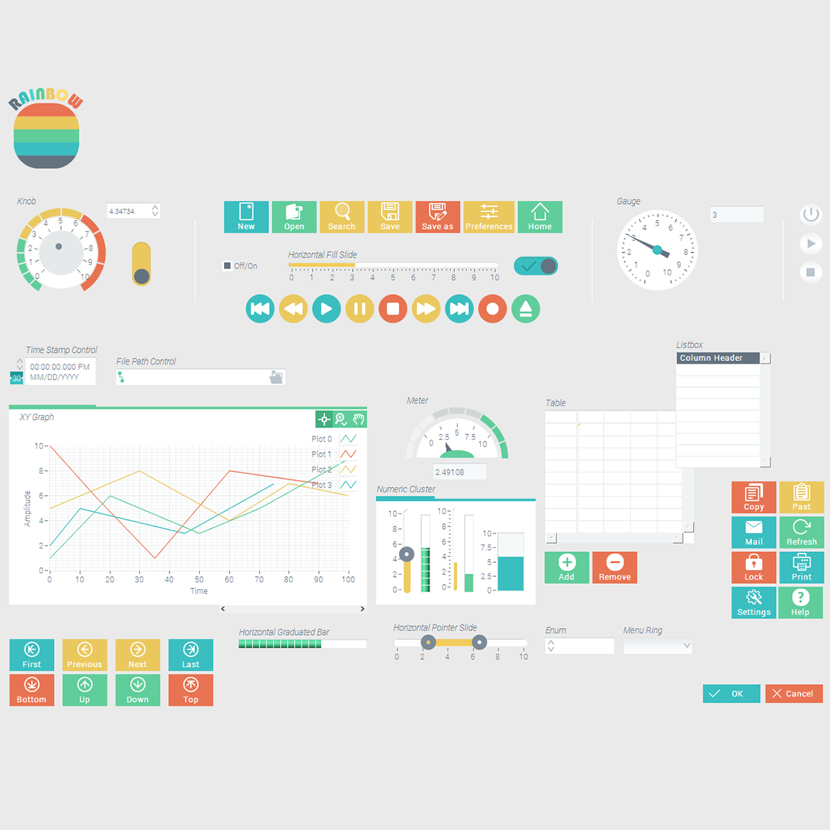 Rainbow Flat UI Controls Kit | RAFA Solutions